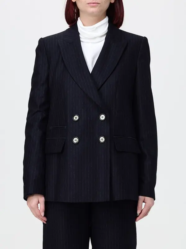 Emporio Armani Pinstripe Double-breasted Wool Blazer With Peak Lapels