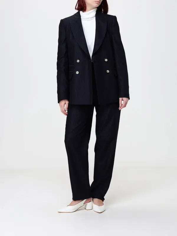 Emporio Armani Pinstripe Double-breasted Wool Blazer With Peak Lapels
