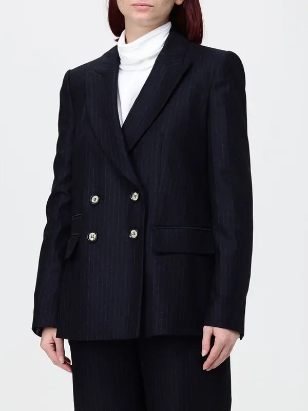 Emporio Armani Pinstripe Double-breasted Wool Blazer With Peak Lapels