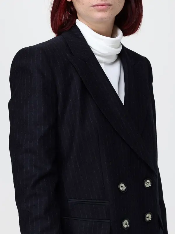 Emporio Armani Pinstripe Double-breasted Wool Blazer With Peak Lapels