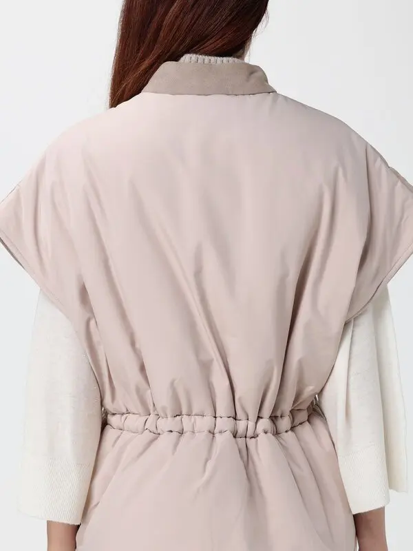 Fabiana Filippi Quilted Suede Gilet With High Neck And Drawstring