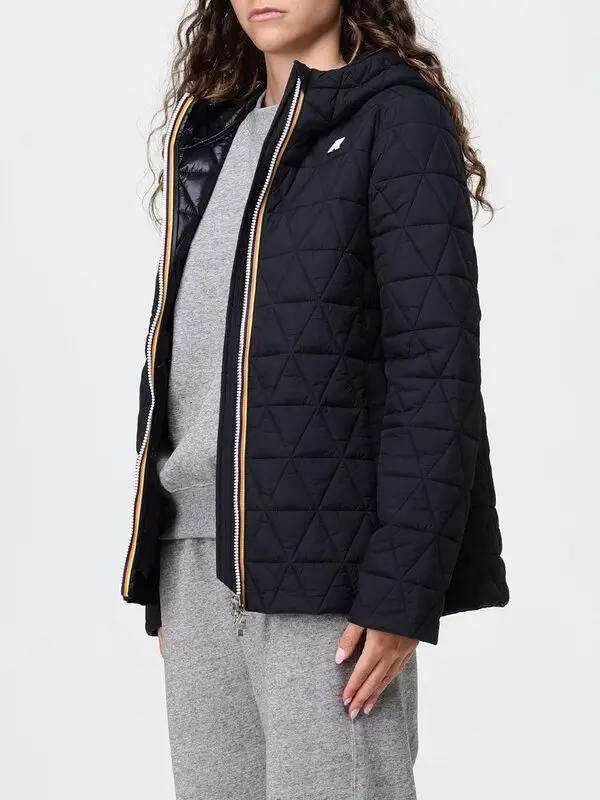 K-WAY Madlaine Quilted Nylon Short Down Jacket With Removable Hood