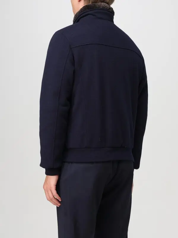 MOORER Bellati Wool And Cashmere Bomber Jacket With Fur Collar - Blue