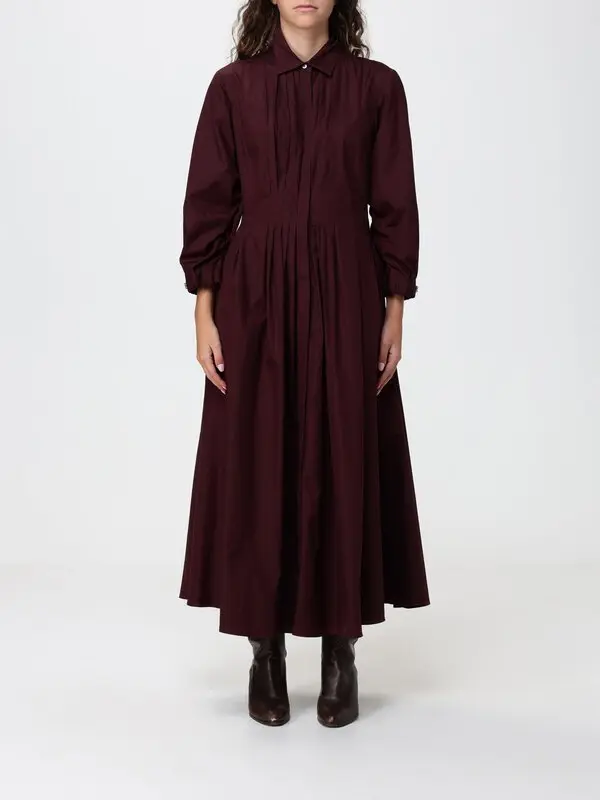 Max Mara Midi Chemisier Dress In Cotton Poplin With Concealed Buttons