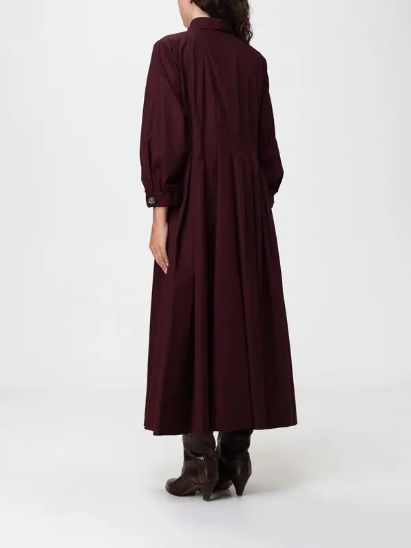 Max Mara Midi Chemisier Dress In Cotton Poplin With Concealed Buttons