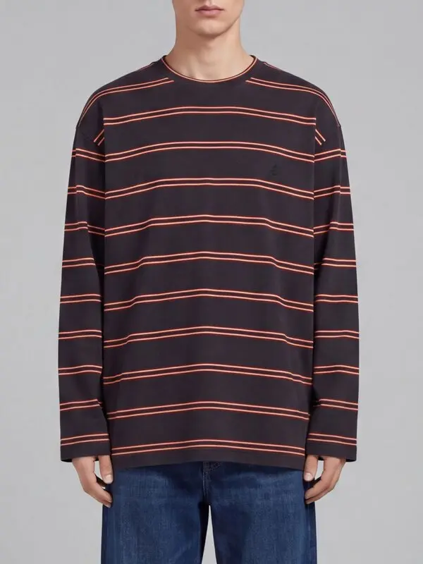 JIL SANDER Striped Cotton Long-sleeved T-shirt With Dropped Shoulders