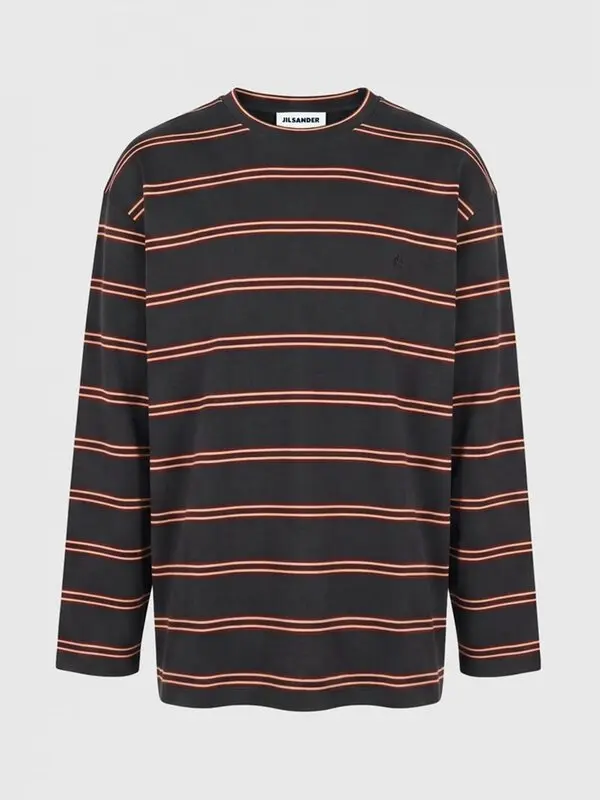 JIL SANDER Striped Cotton Long-sleeved T-shirt With Dropped Shoulders