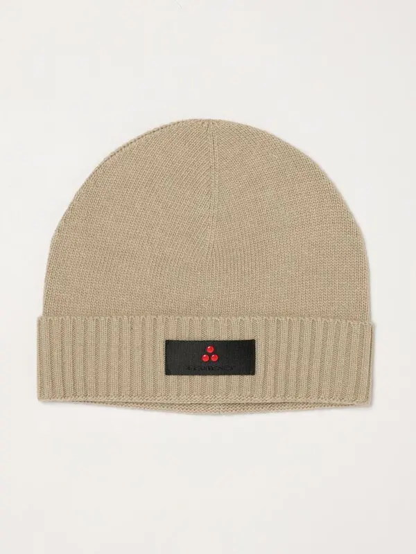 Peuterey Wool And Cashmere Blend Beanie With Cuff And Logo Patch - Beige
