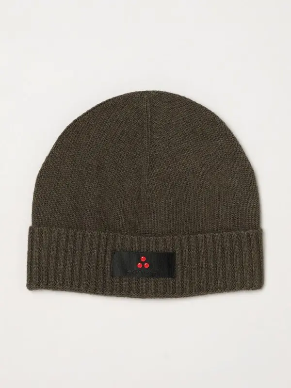 Peuterey Wool And Cashmere Blend Beanie With Cuff And Logo Patch - Green