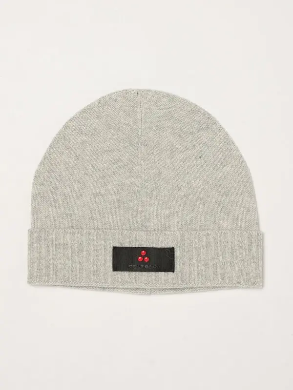 Peuterey Wool And Cashmere Blend Beanie With Cuff And Logo Patch - Grey