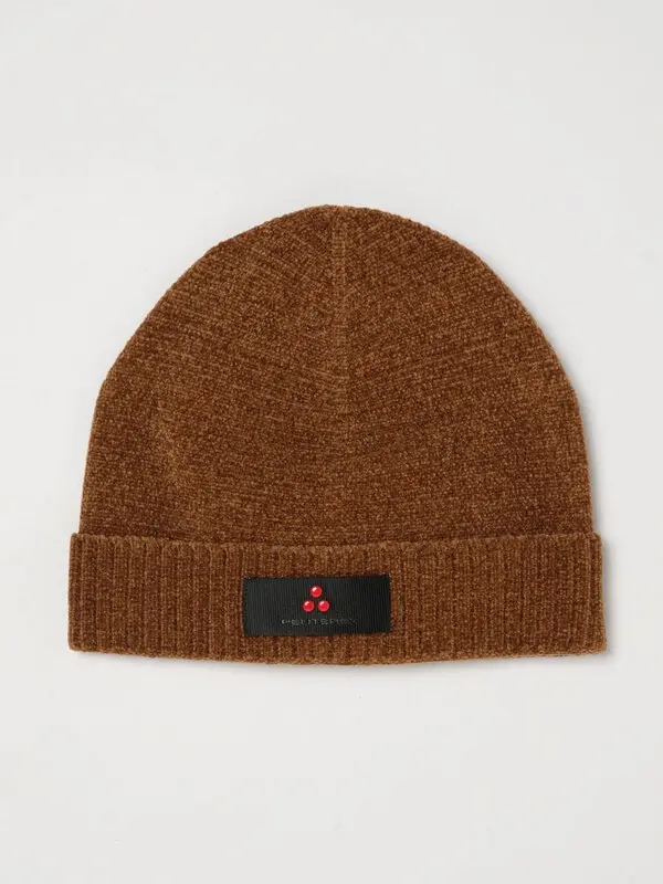 Peuterey Technical Fabric Beanie With Cuff And Logo Application - Camel