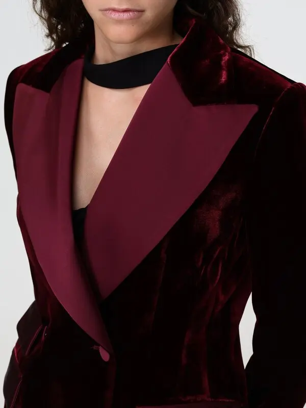 SIMONA CORSELLINI Double-breasted Velvet Blazer With Peak Lapels