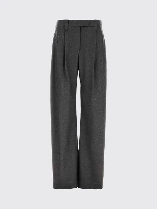 Brunello Cucinelli High-waisted Pleated Wool Wide-leg Trousers With Monili Detailing