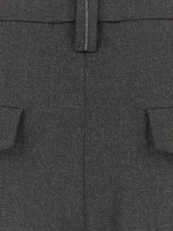 Brunello Cucinelli High-waisted Pleated Wool Wide-leg Trousers With Monili Detailing
