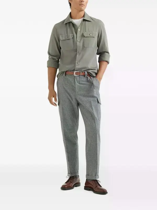 Brunello Cucinelli Virgin Wool Flannel Cargo Trousers