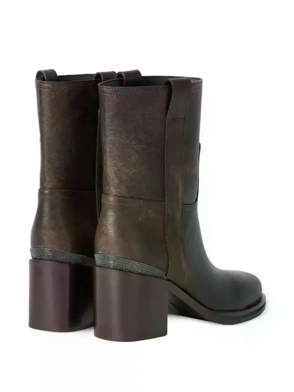 Brunello Cucinelli Leather Ankle Boots With Precious Detail