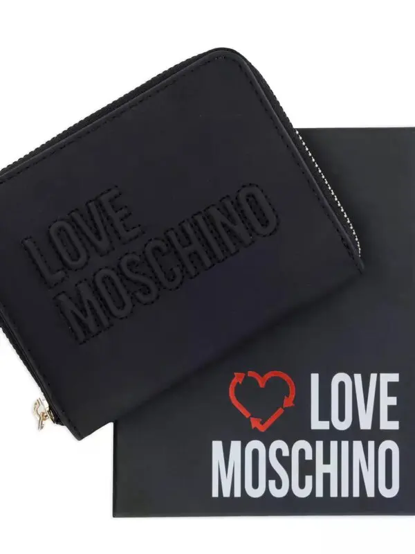 Moschino Logo-embossed Zip-around Wallet - Black