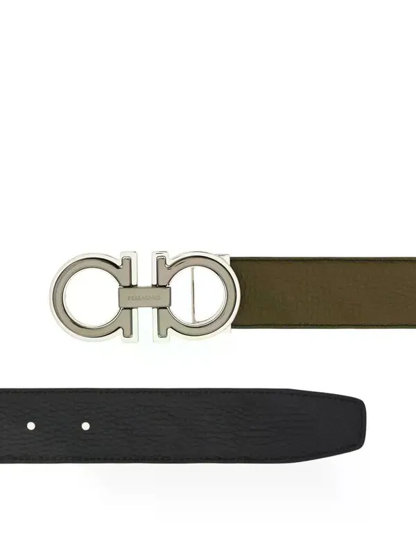FERRAGAMO Reversible And Adjustable Gancini Belt - Green