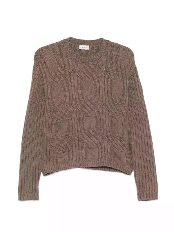 Moncler Ribbed Cable-knit Sweater - Brown