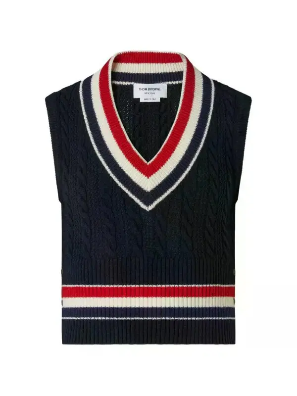 Thom Browne Wool Cricket Rwb Stripe Baby Cable Vest
