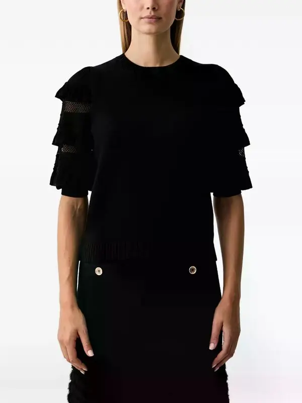 TWINSET Mesh Stitch Jumper With Ruffles