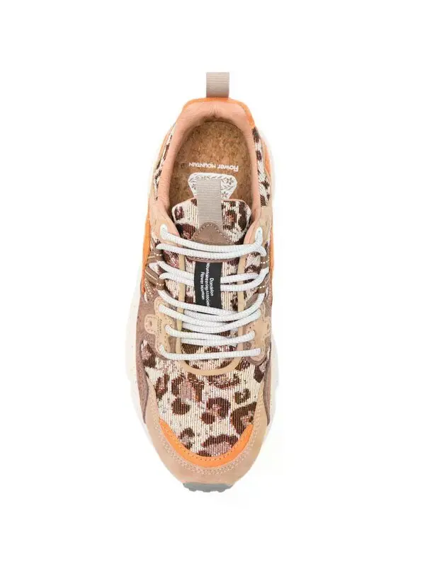 FLOWER MOUNTAIN Yamano 3 Leopard-print Panelled Sneakers - Orange