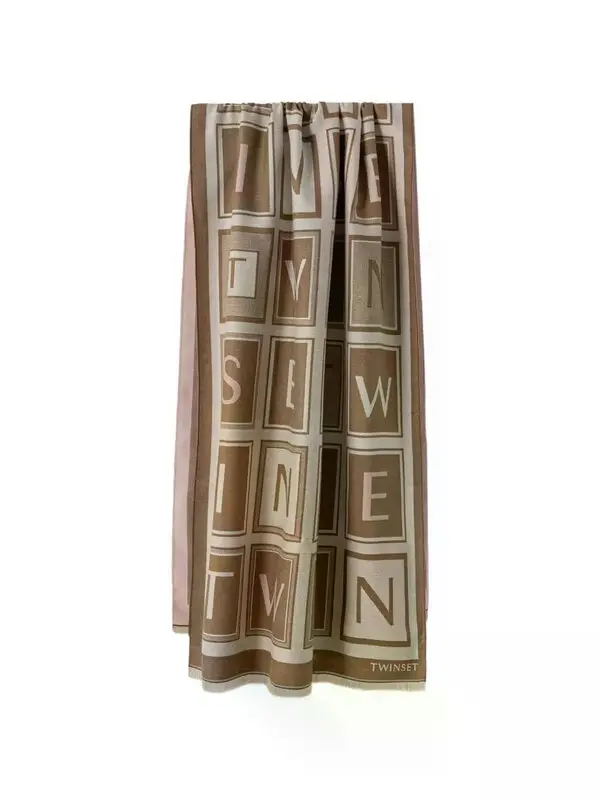 TWINSET Logo-print Fringed Scarf - Brown