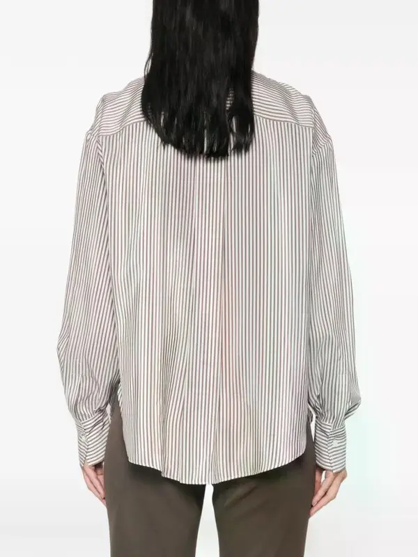 Brunello Cucinelli Monili Striped Silk Shirt