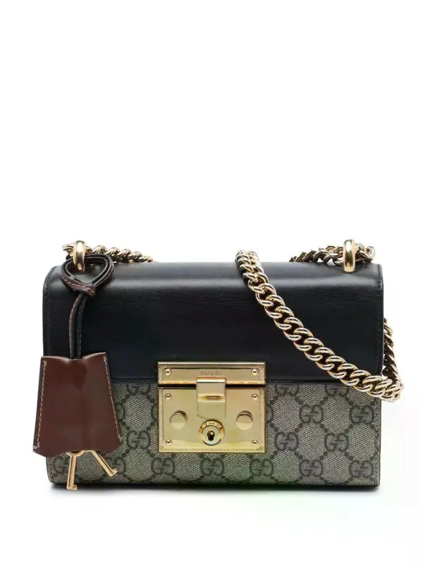 Gucci Gg Supreme Padlock Crossbody Bag - Black