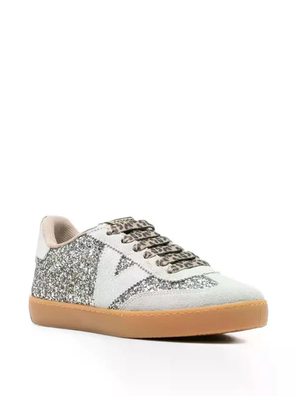 Victoria Beckham Glitter-effect Leopard-print Sneakers - Silver