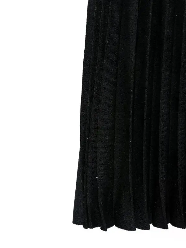 Balmain Pleated Sequin-embellished Midi Skirt - Black