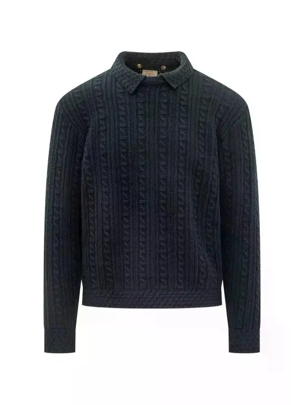 RAKKI Cable-knit Polo-collar Sweater