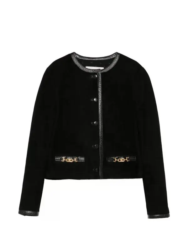 Celine Cropped Suede Jacket - Black