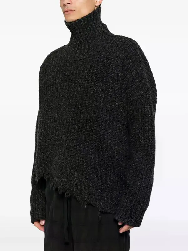 Isabel Benenato Distressed Turtleneck Sweater