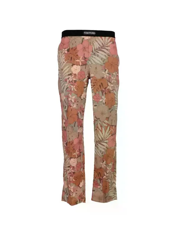 TOM FORD Floral-print Pajama Trousers - Neutrals