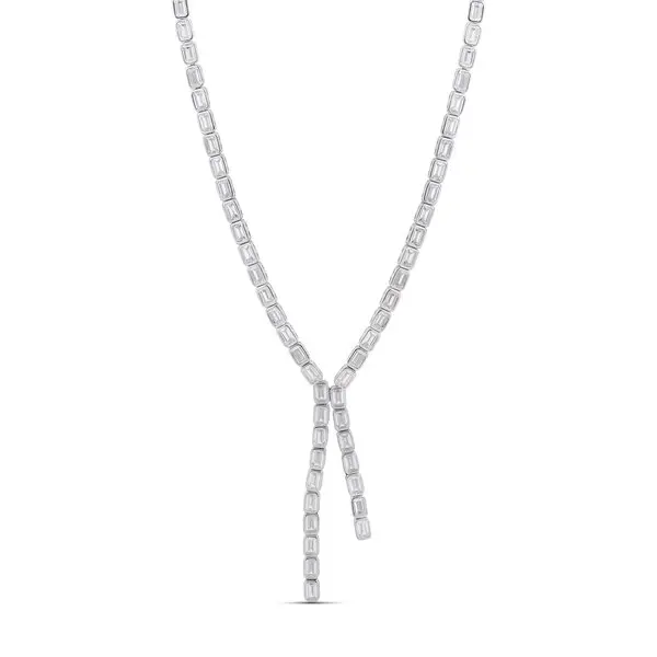 SHYMI Bezel Set Emerald Y Necklace - Silver