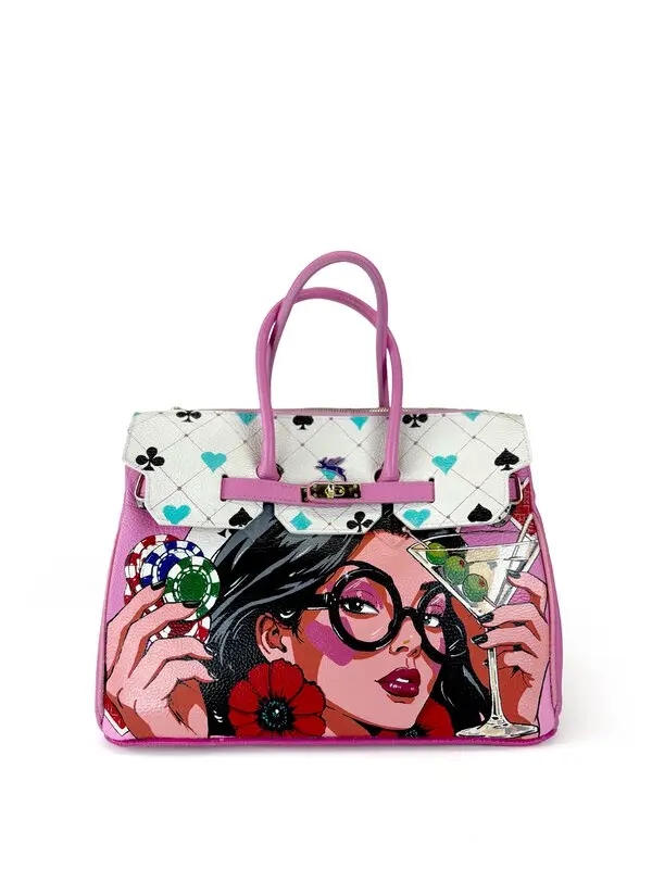 MAISON RUBAIYAT Bella Hand-painted Leather Bag Casino Royal