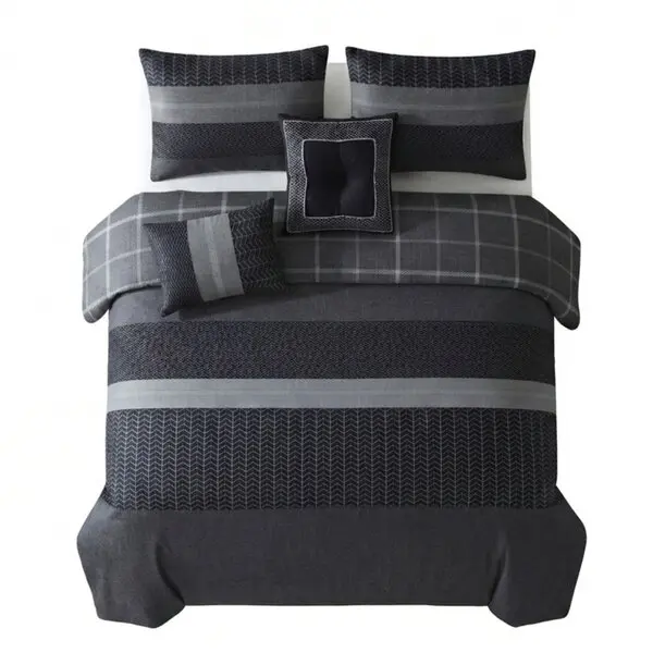 PURE PARIMA Black / Grey Bebejan Kyle Black Reversible Comforter Set - Black/grey