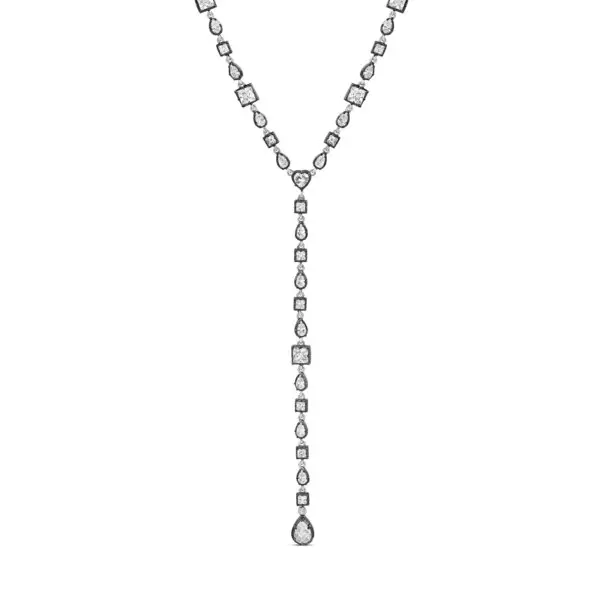 SHYMI Silver / Black Black Rhodium Multi Shape Lariat Silver - Silver/black