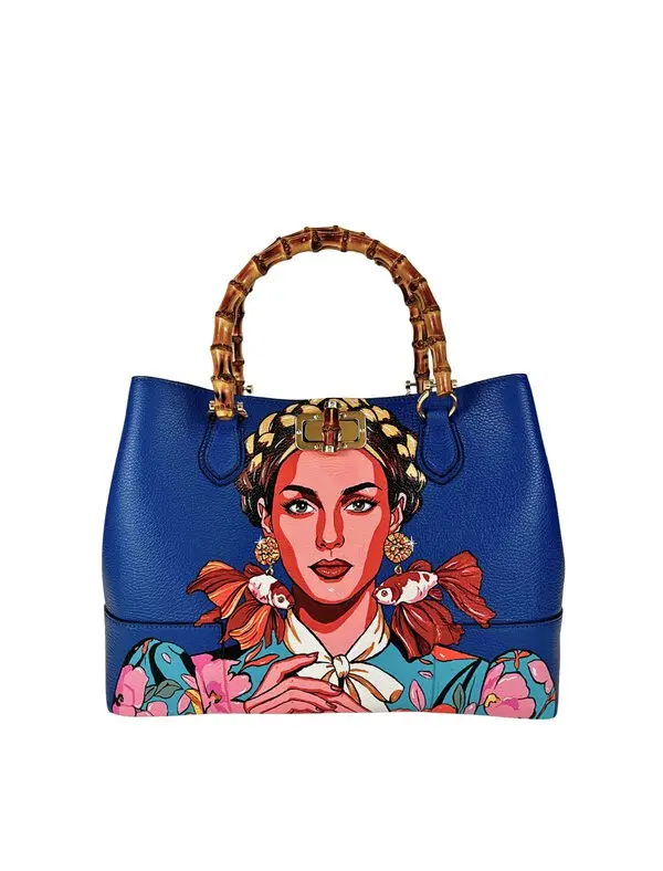 MAISON RUBAIYAT Bamboo Chic Hand-painted Leather Bag Vicky Velvet
