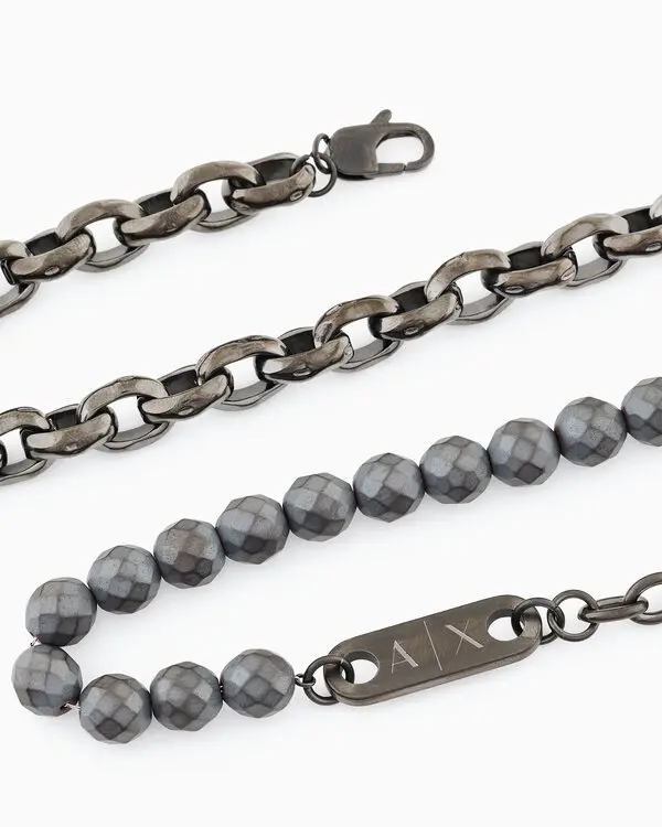 Armani Exchange Gunmetal Hematite Chain Necklace