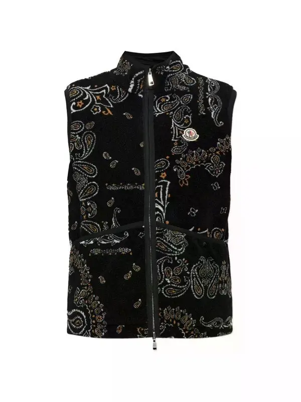 Moncler Reversible Paisley-print Gilet - Black