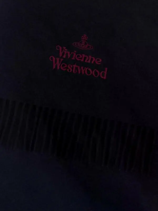 VIVIENNE WESTWOOD Logo-embroidered Fringed Scarf