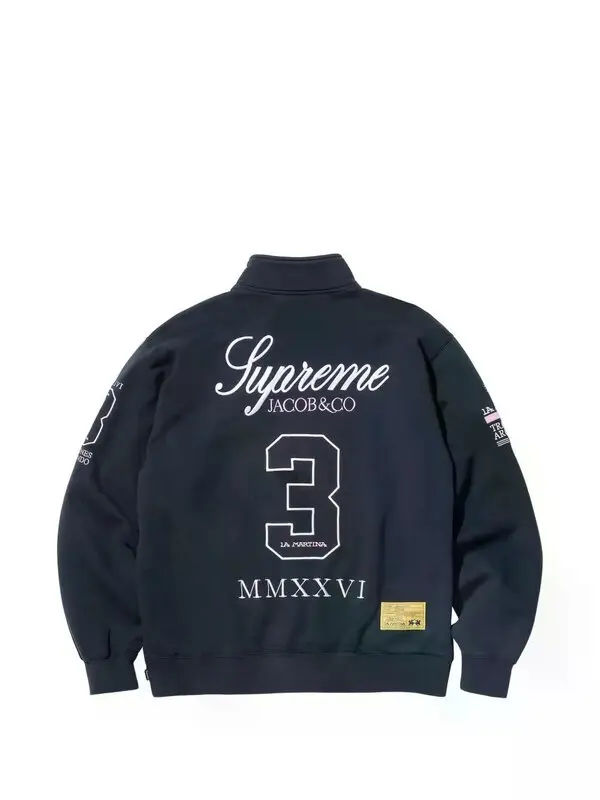 Supreme X La Martina X Jacob & Co Logo-embroidered Zip-up Sweater - Blue