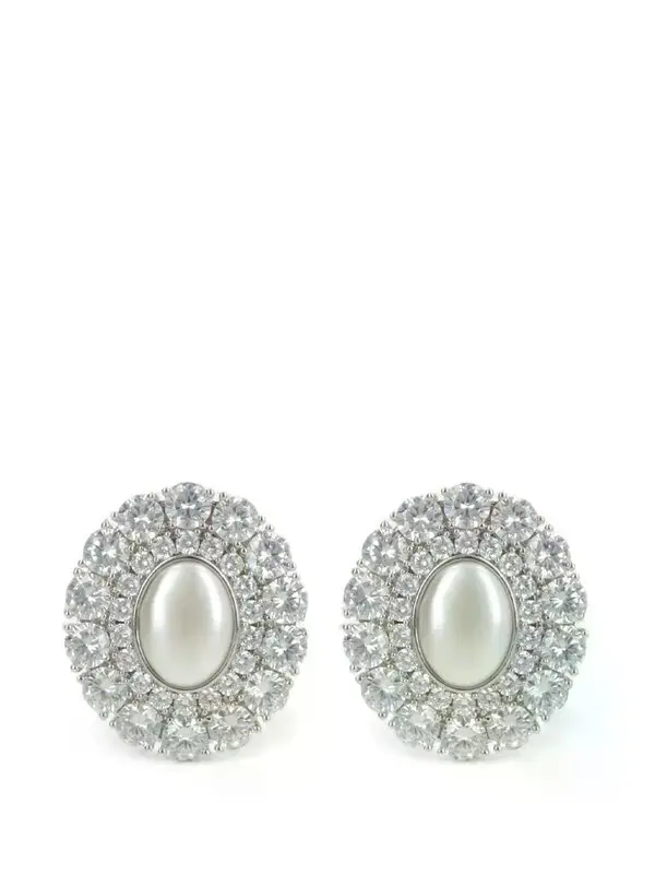 SELF-PORTRAIT Crystal-embellished Oval Earrings - Silver