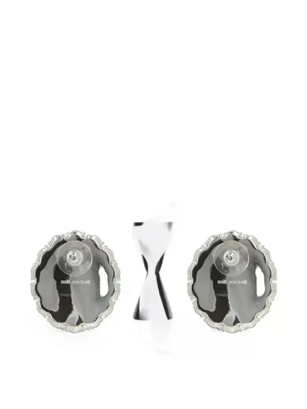 SELF-PORTRAIT Crystal-embellished Oval Earrings