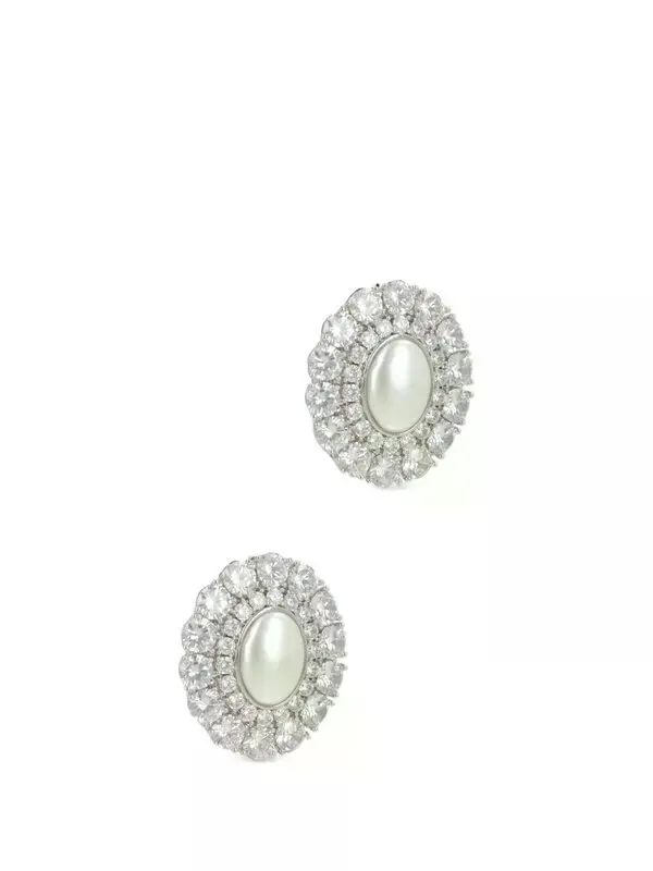 SELF-PORTRAIT Crystal-embellished Oval Earrings