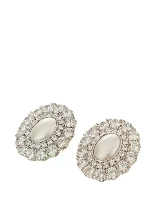 SELF-PORTRAIT Crystal-embellished Oval Earrings