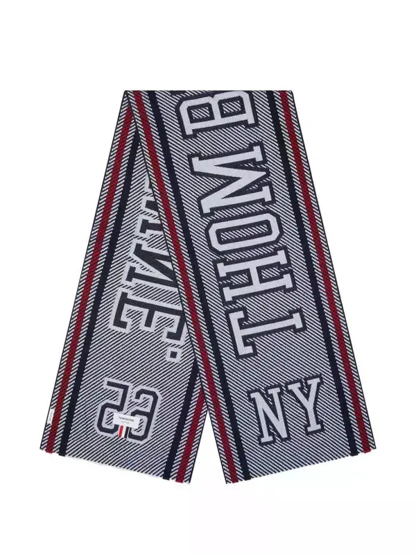 Thom Browne Merino Wool Varsity Scarf - Grey