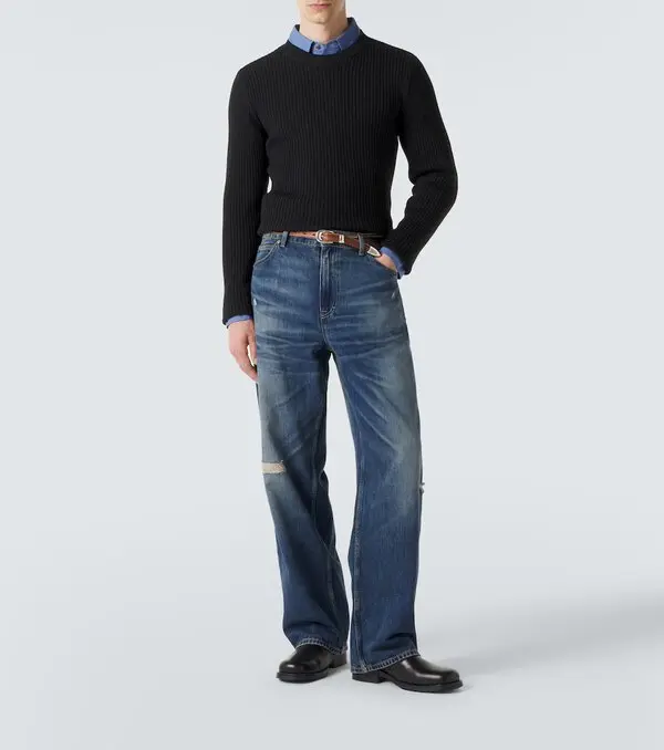 Our Legacy Vast Cut Distressed Wide-leg Jeans